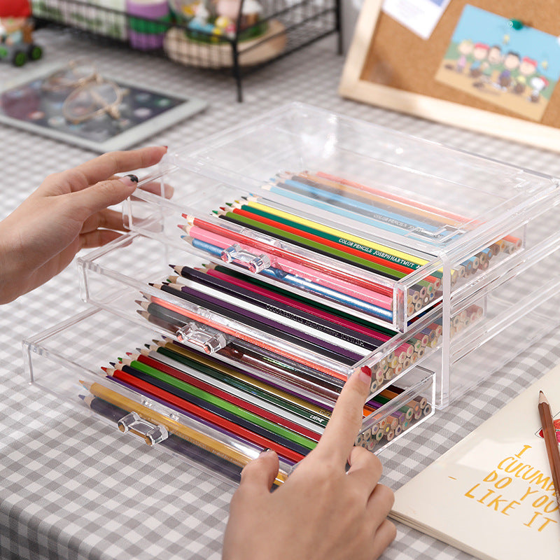 Transparent Desktop Stationery Organizer – Raspberry Stationery
