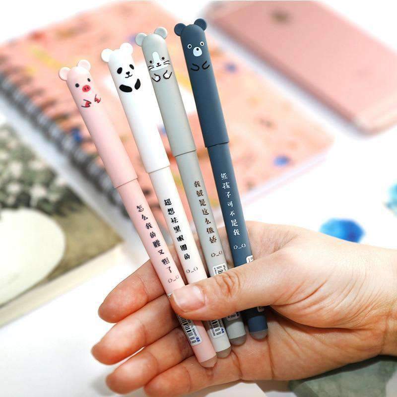 Happy Animals Erasable Gel Pens – Raspberry Stationery