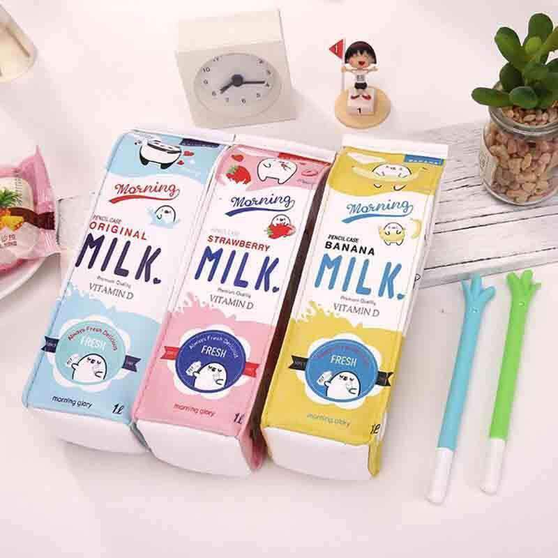 Cute Milk Carton Pencil Case – Raspberry Stationery